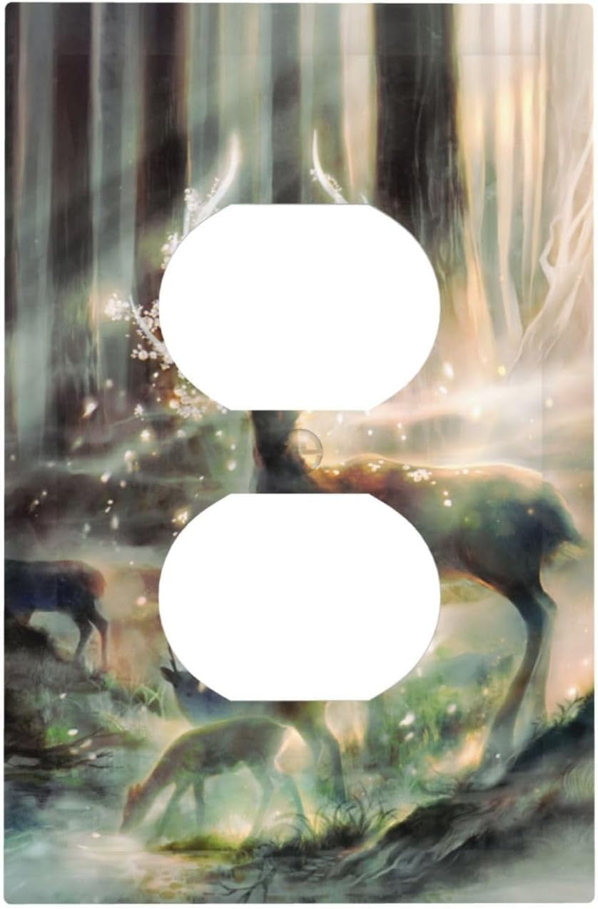 Decorative Decorative Covers Wall Plate 1 Gang Mist Fairy Forest Deers ...