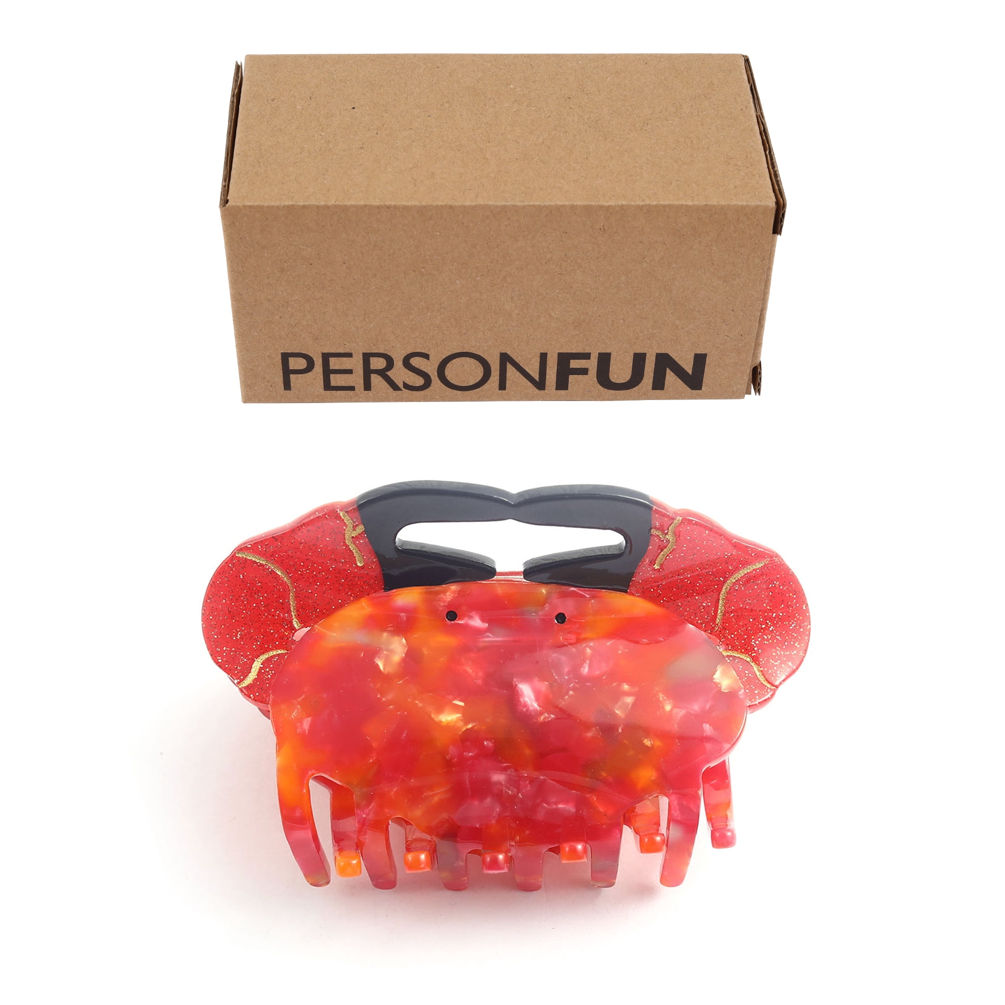 Decorative Crab Hair Claw Clip Red Marbled Design Acetate Hair Claw for ...