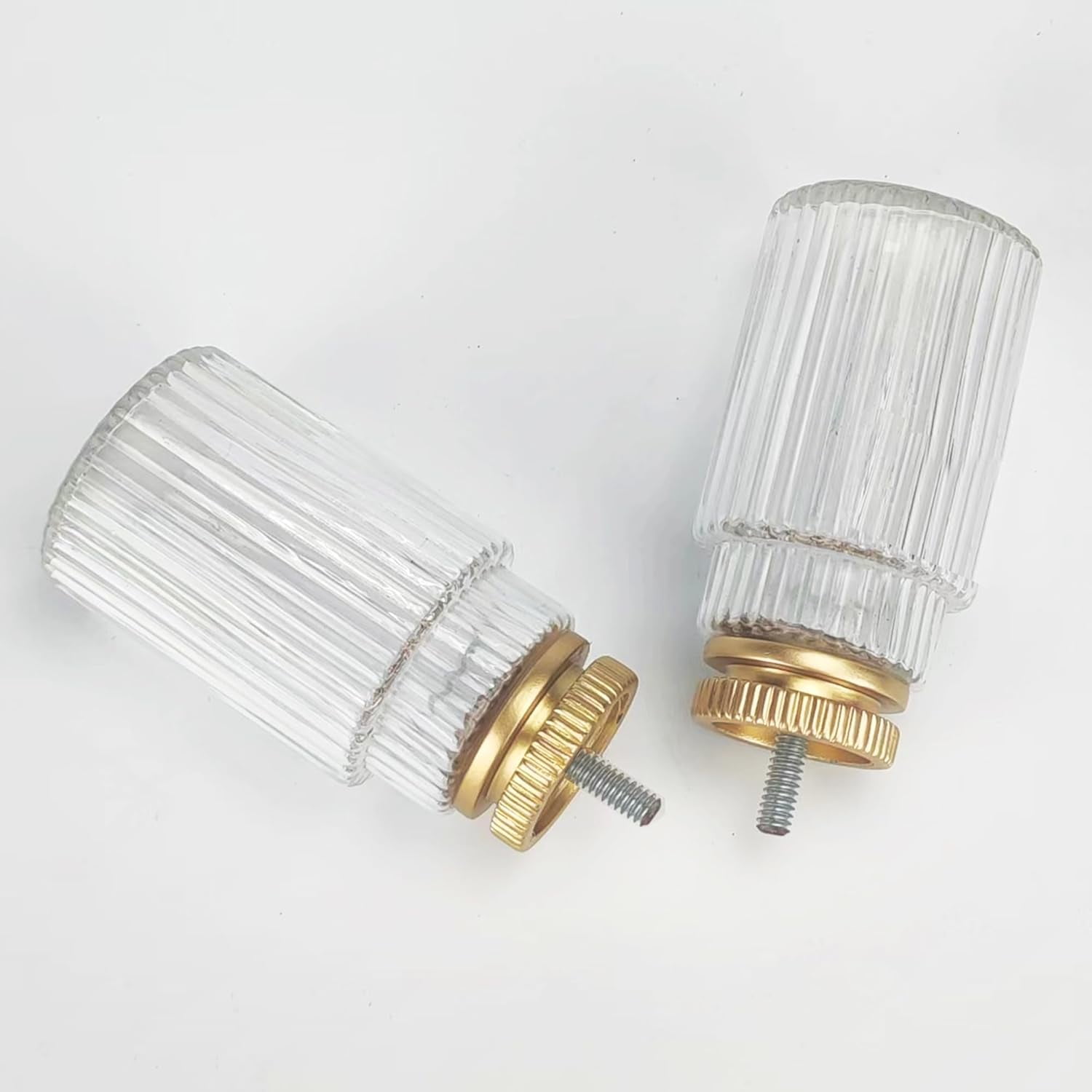 Decorative Curtain Rod Finials, Ribbed Glass Finials with Gold Base ...