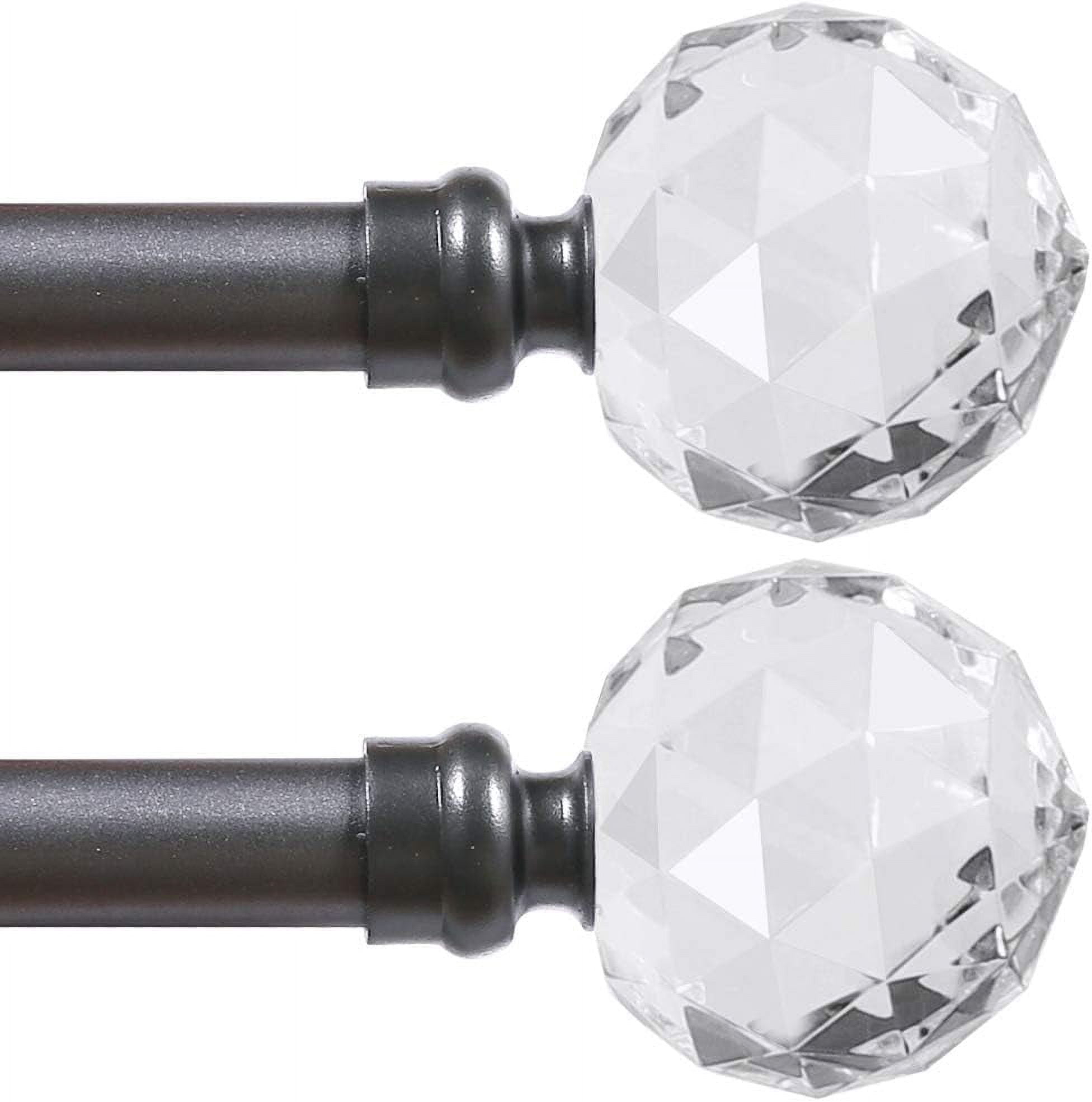 Decorative Curtain Rods with Faceted Ball Finials, 66-120 Inches Single ...