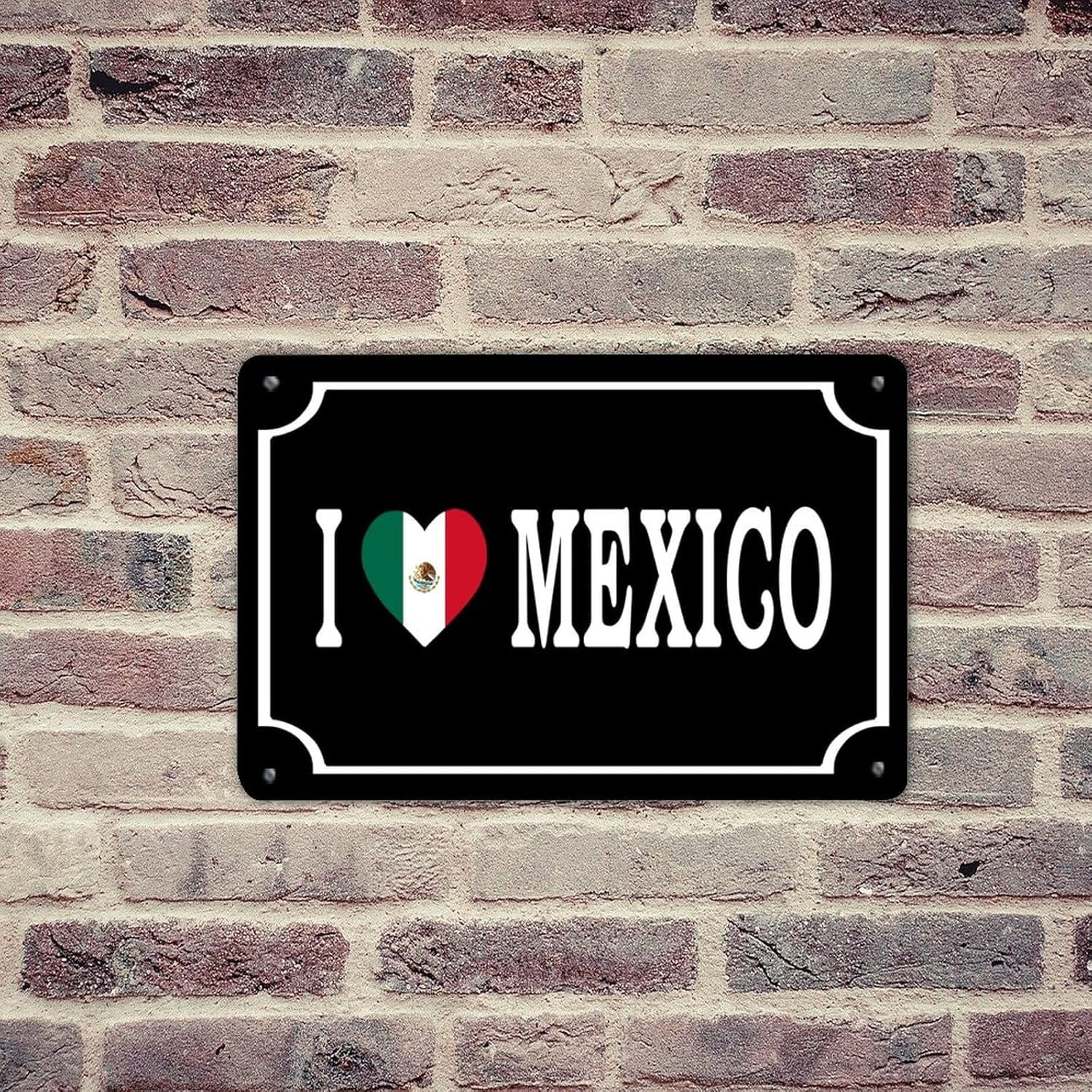 Decorative Customized Tin Signs I Love Mexico Signs Global World Flag ...