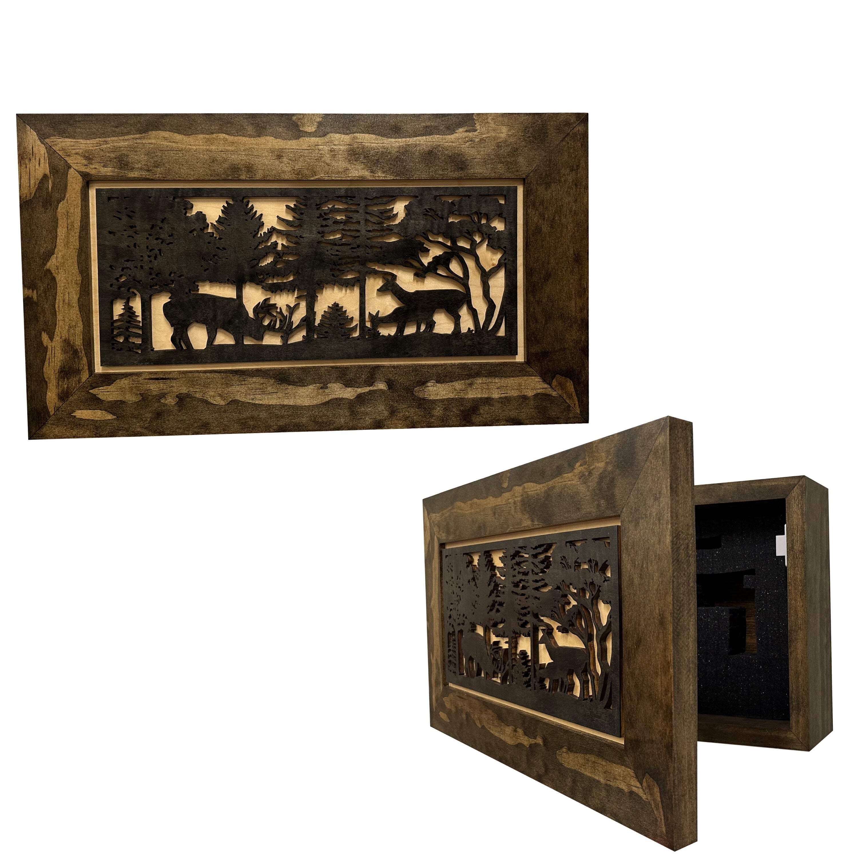 Bellewood Designs Decorative Deer Scene Wall-Mounted Secure Gun Cabinet ...