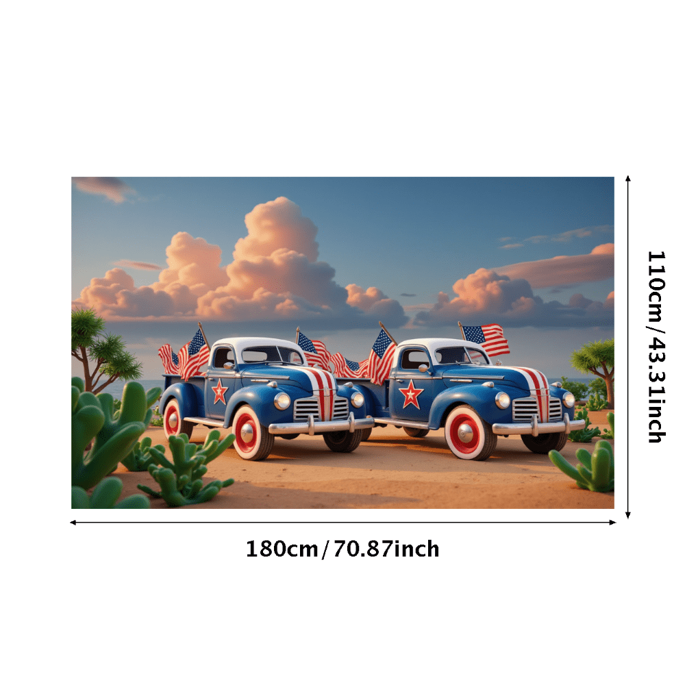 Decorative Design American Flag Truck Photography Backdrop for Fourth ...