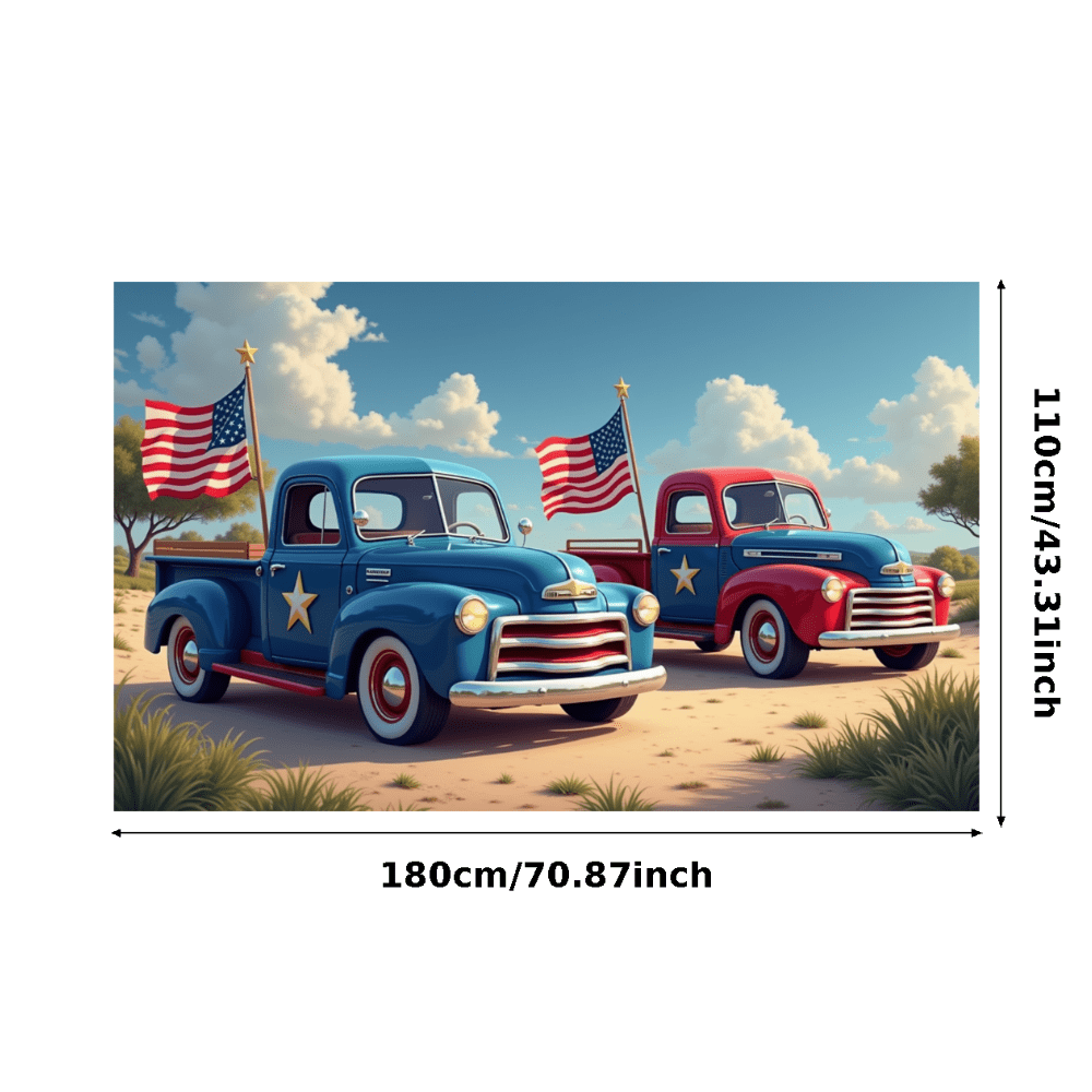 Decorative Design American Flag Truck Photography Backdrop for Fourth ...