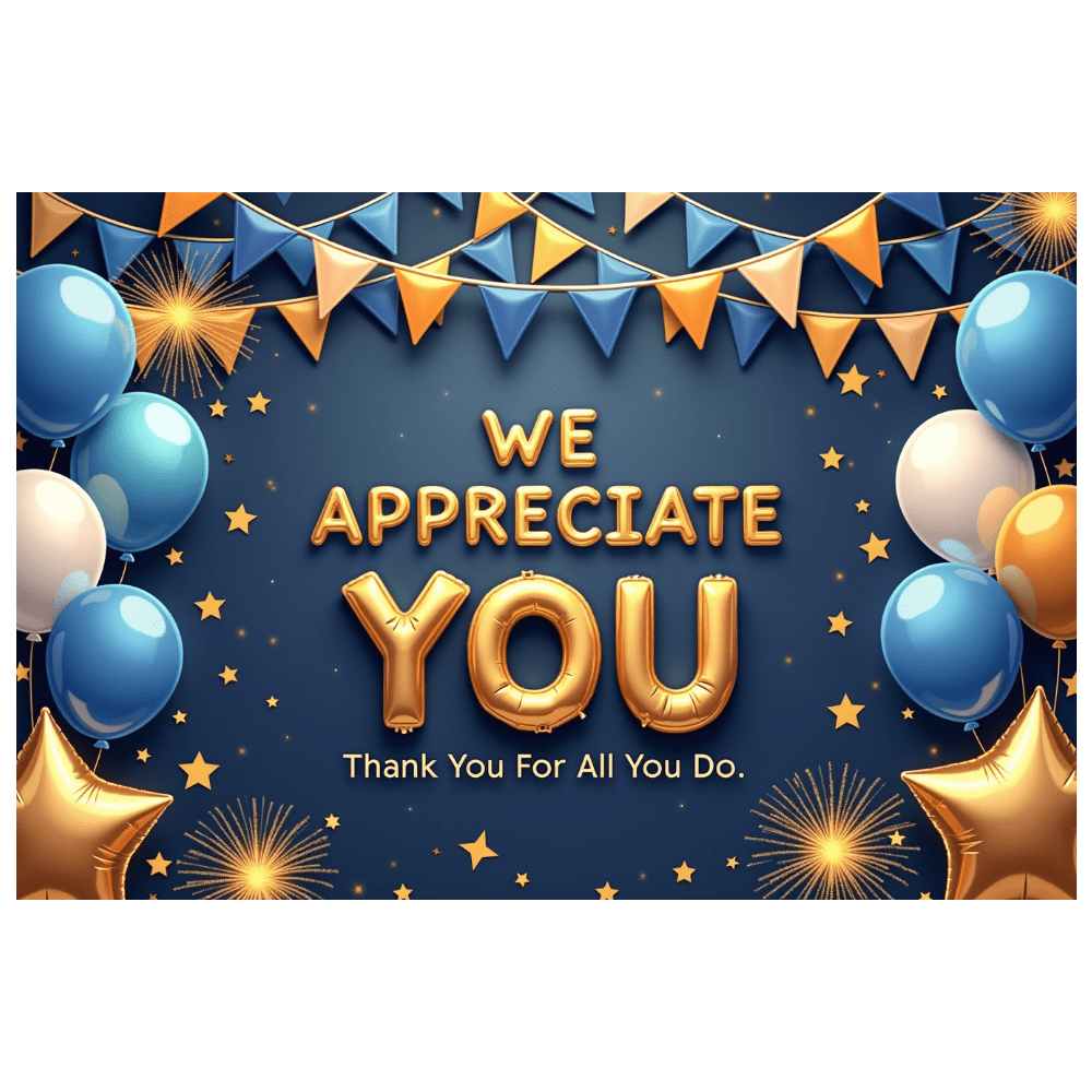 Decorative Design Appreciation Banner Colorful Balloons Thank You ...