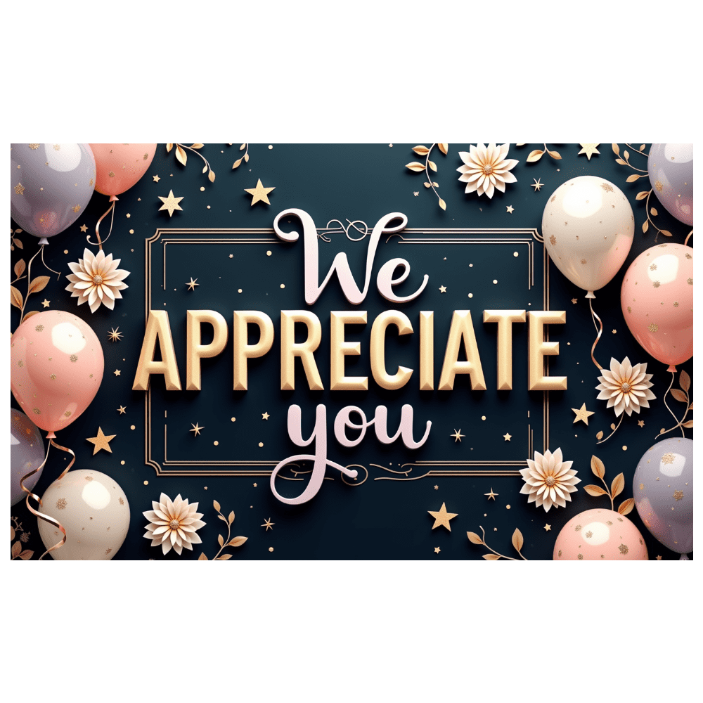 Decorative Design Appreciation Banner Festive Thank You Banner for ...