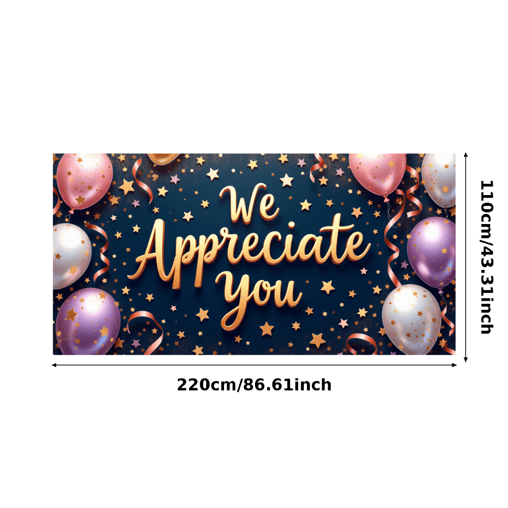 Decorative Design Appreciation Banner Gold Glitter Thank You Balloon ...
