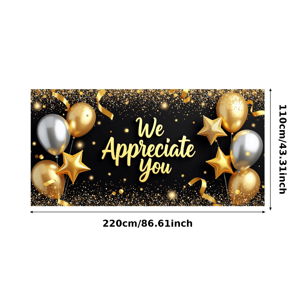 Decorative Design Appreciation Banner Gold Glitter Thank You Balloon ...