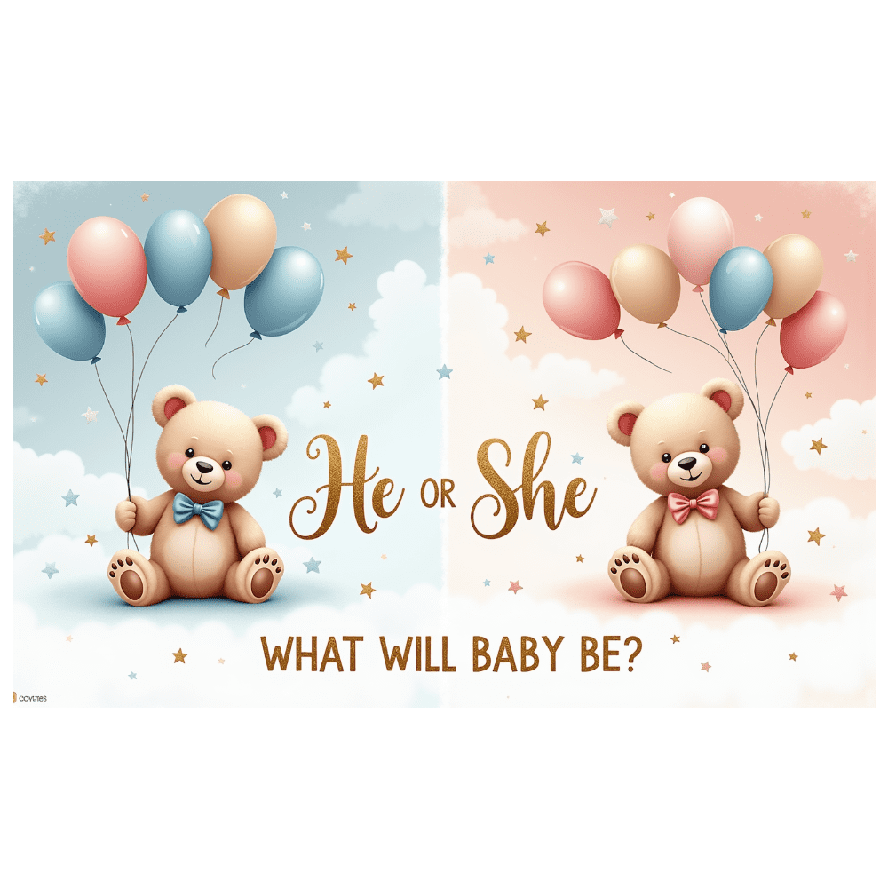 Decorative Design Baby Shower Banner Colorful Balloons Gender Reveal ...