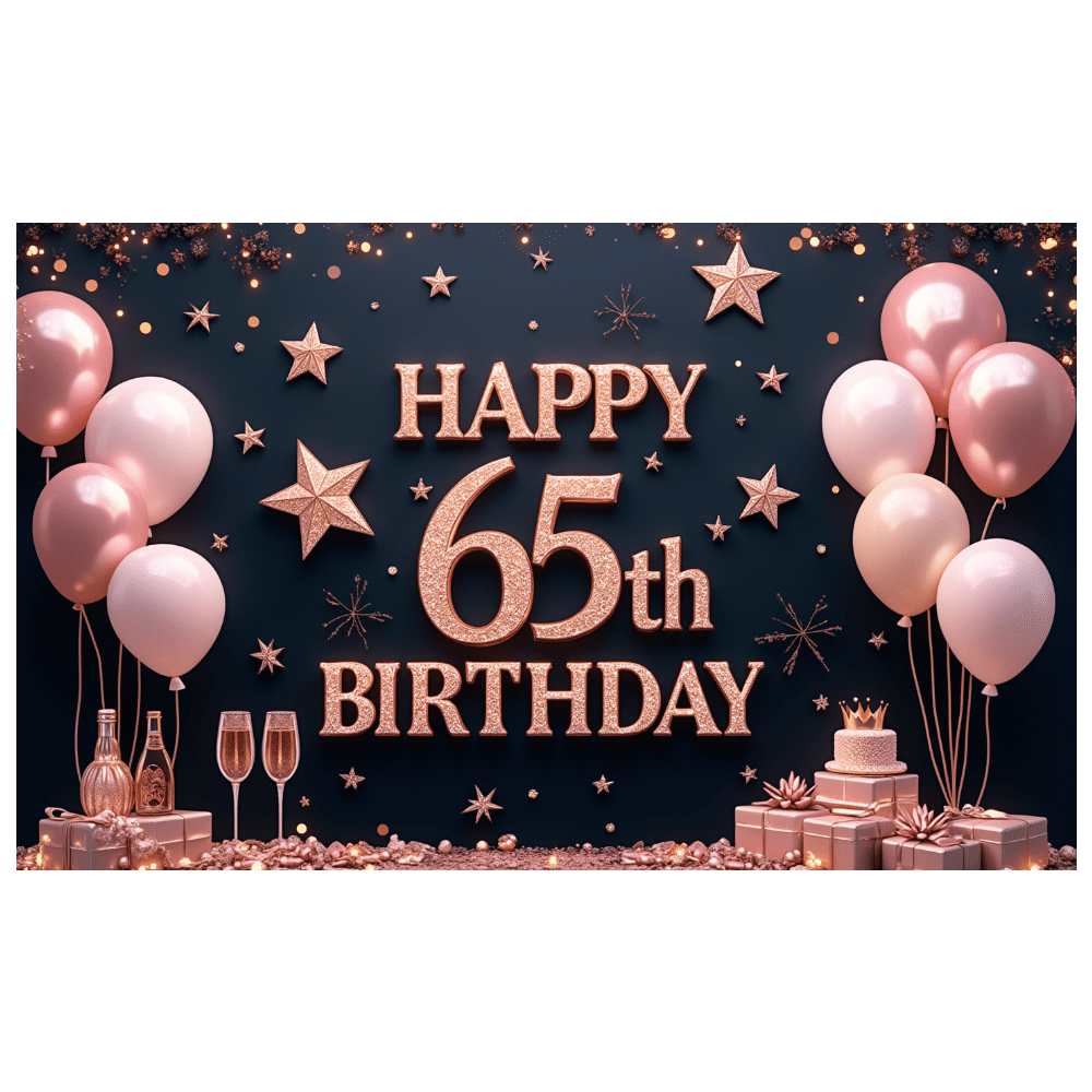 Decorative Design Banner Balloon Decor Confetti Design 65th Birthday ...