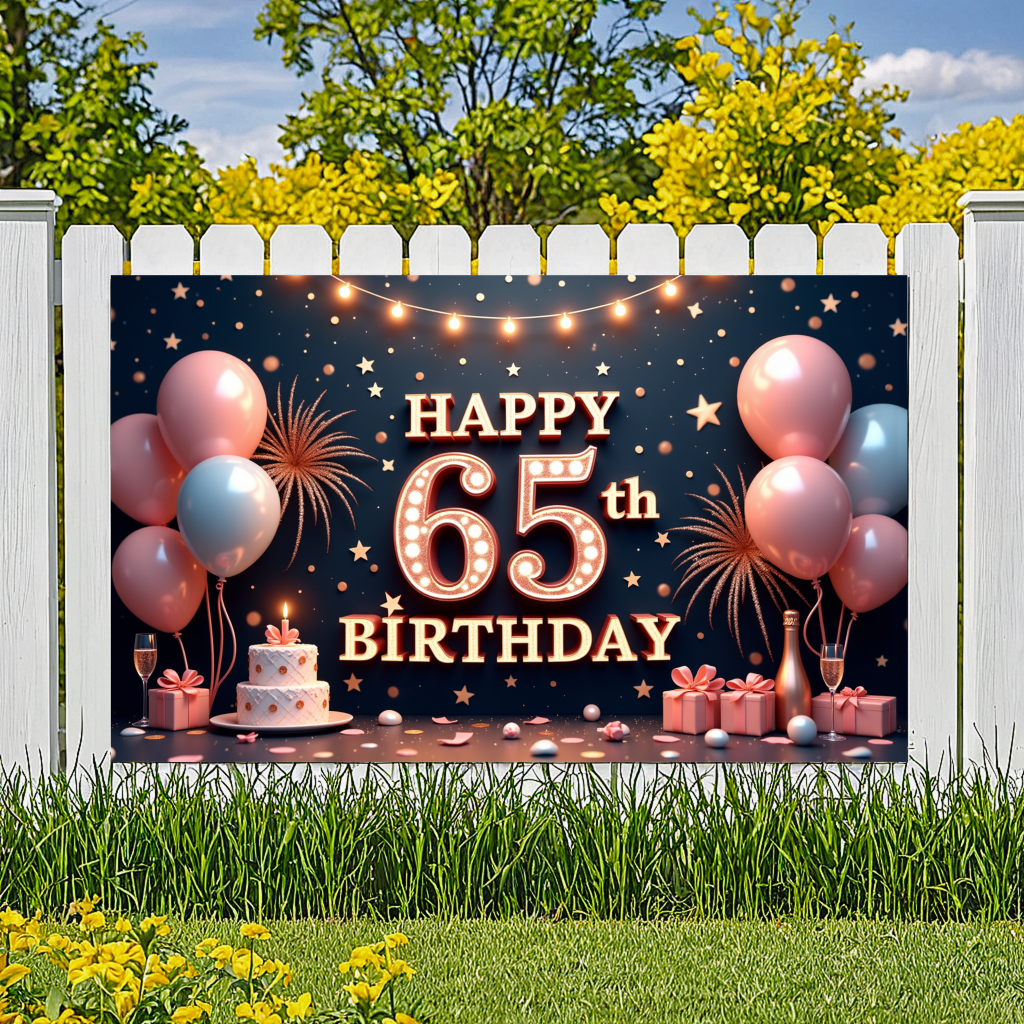 Decorative Design Banner Balloon Decor Confetti Design 65th Birthday ...
