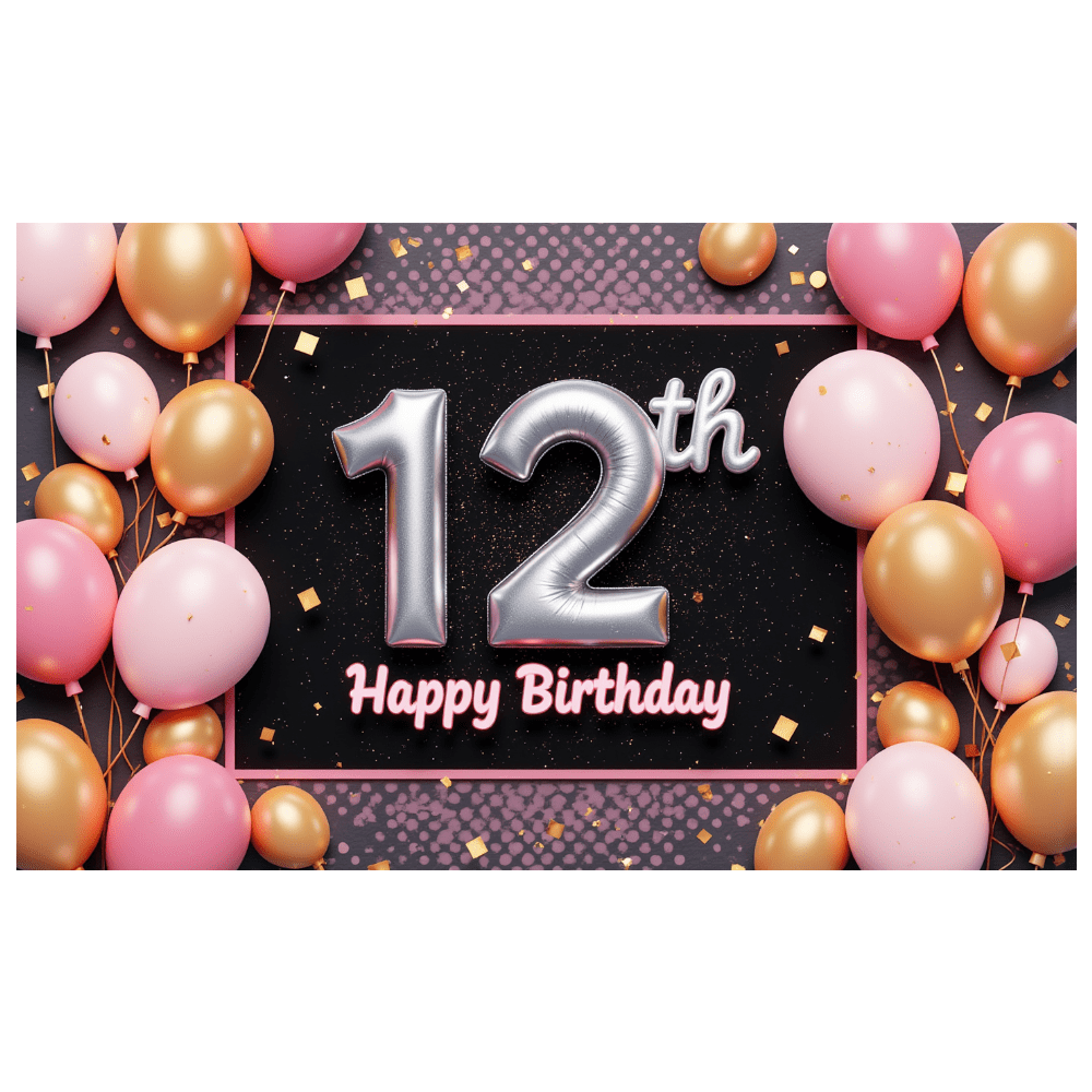Decorative Design Banner Balloon Decoration 12th Birthday Banner ...