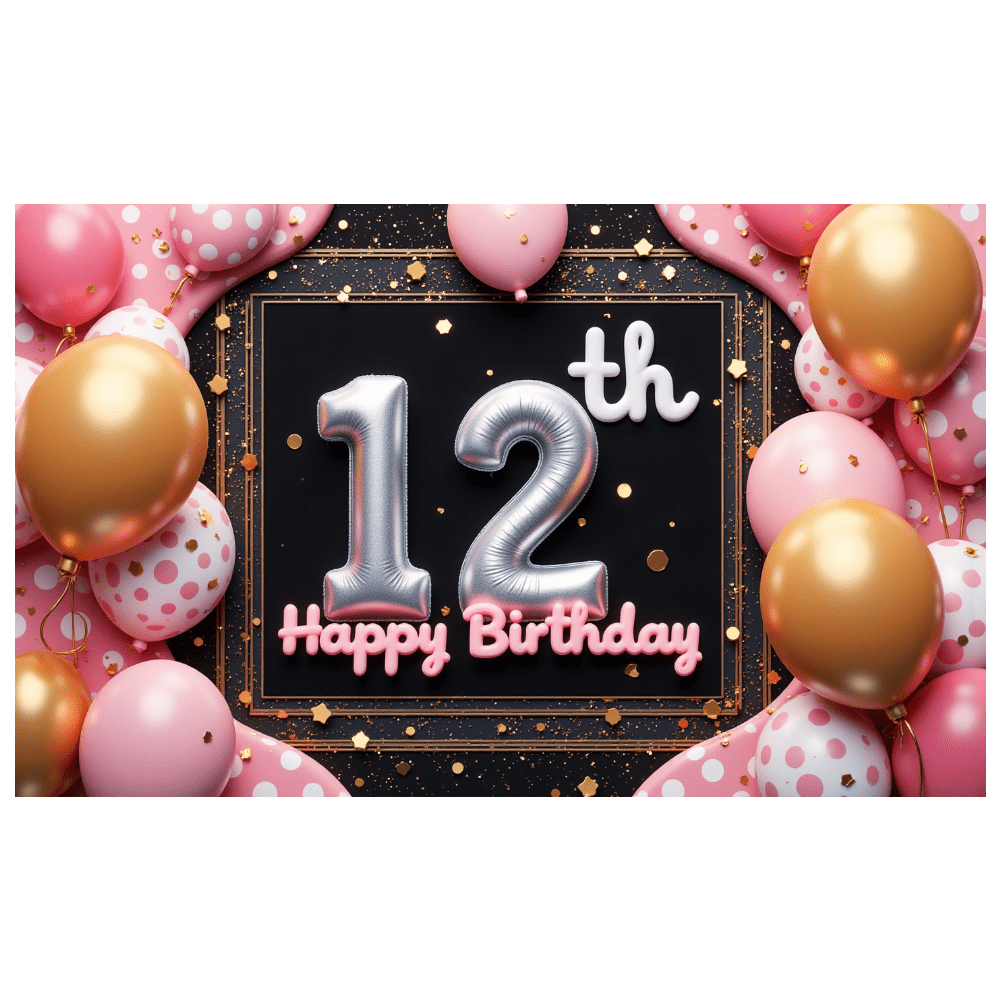 Decorative Design Banner Balloon Decoration 12th Birthday Banner ...