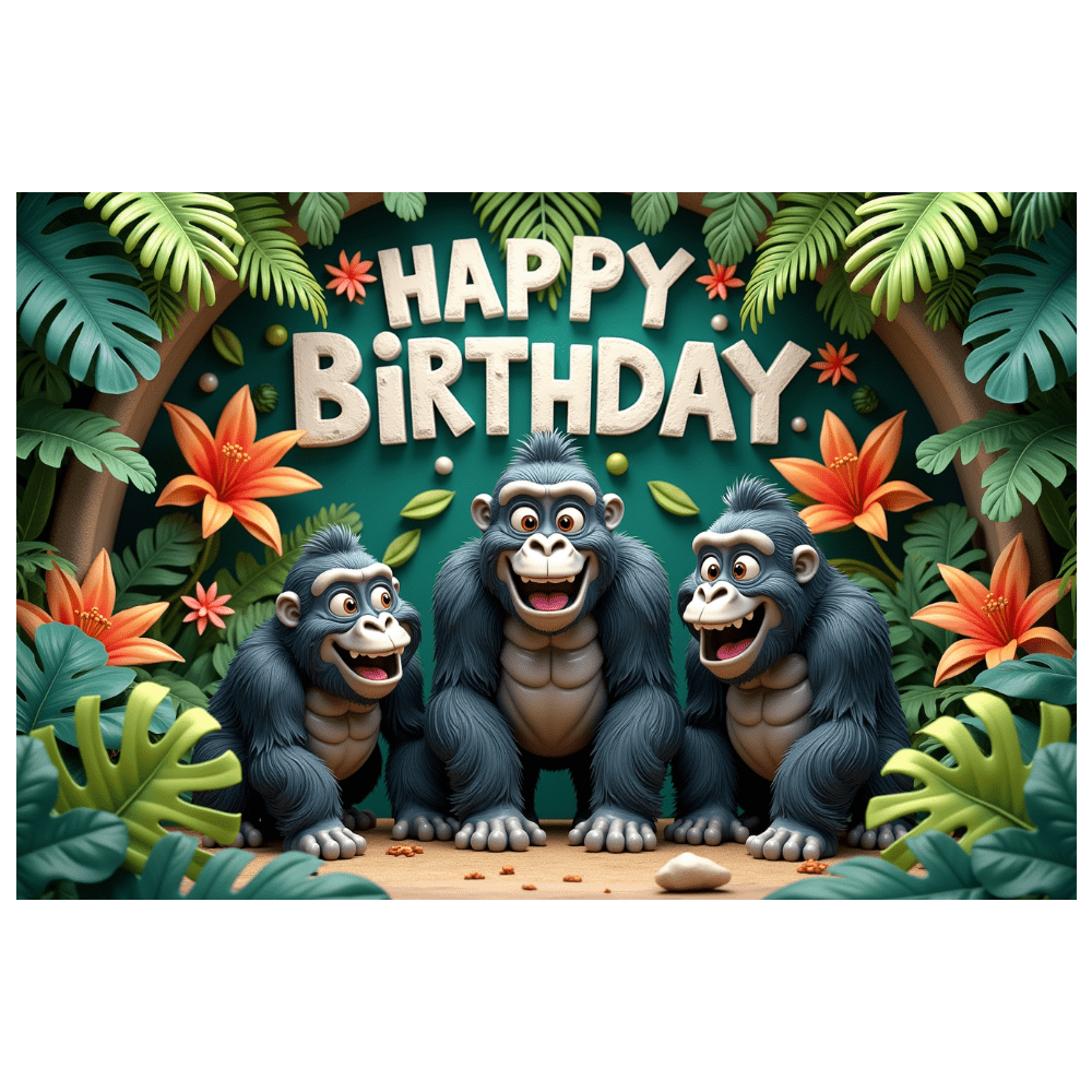 Decorative Design Banner Gorilla Theme Jungle Backdrop Party Decoration ...