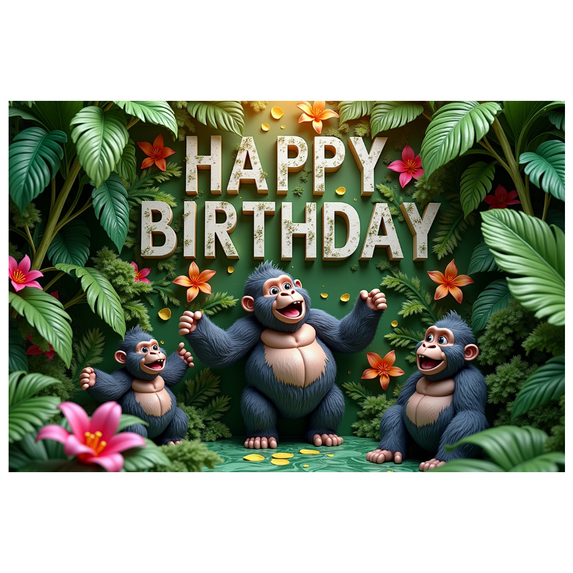 Decorative Design Banner Gorilla Theme Jungle Backdrop Party Decoration ...