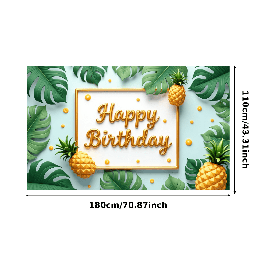 Decorative Design Birthday Party Banner Tropical Theme Pineapple Leaf ...
