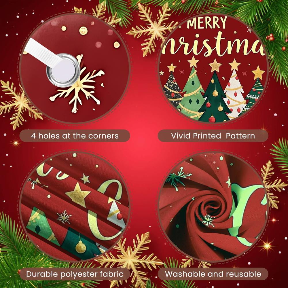 Decorative Design Christmas Banner Colorful Trees Merry Christmas ...