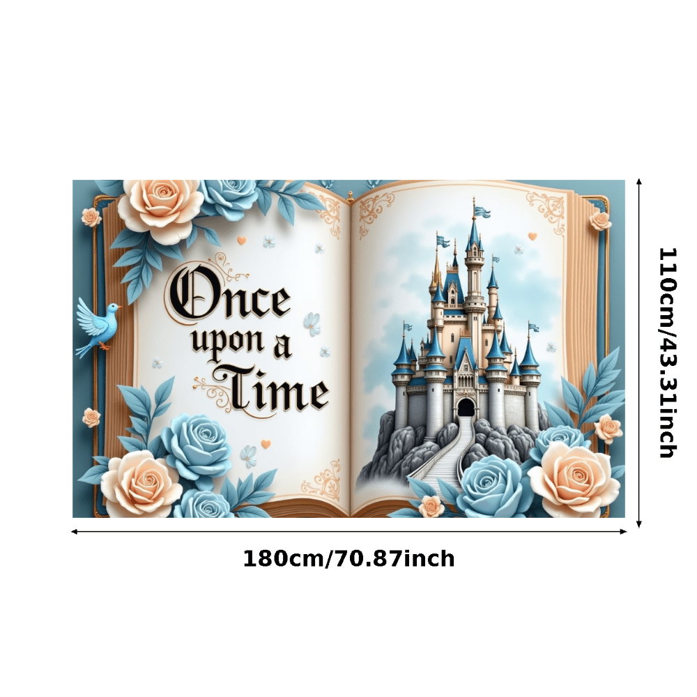 Decorative Design Fairy Tale Banner Floral Elements Castle Illustration ...