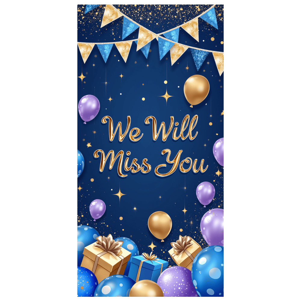 Decorative Design Farewell Banner Colorful Balloons We Will Miss You ...