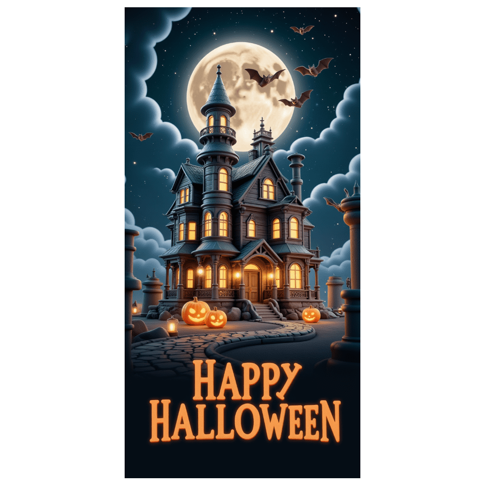 Decorative Design Halloween Banner Spooky Theme Haunted House Jack O ...
