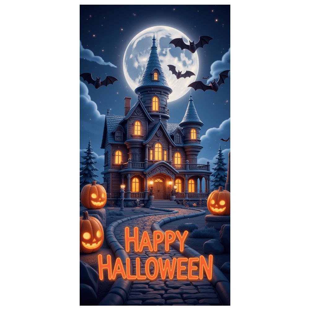 Decorative Design Halloween Banner Spooky Theme Haunted House Jack O ...