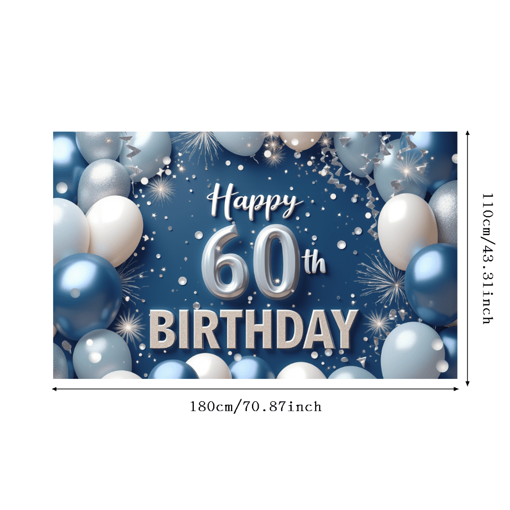 Decorative Design Happy Birthday Banner Balloon Decoration 60th ...