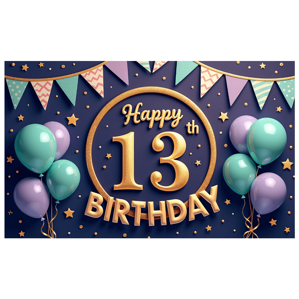 Decorative Design Happy Birthday Banner Colorful Balloons Birthday ...