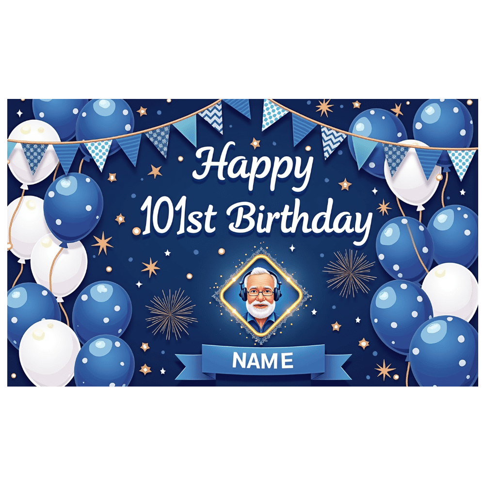 Decorative Design Happy Birthday Banner Colorful Balloons Party ...
