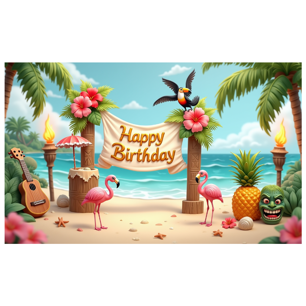 Decorative Design Happy Birthday Banner Colorful Flowers Party ...