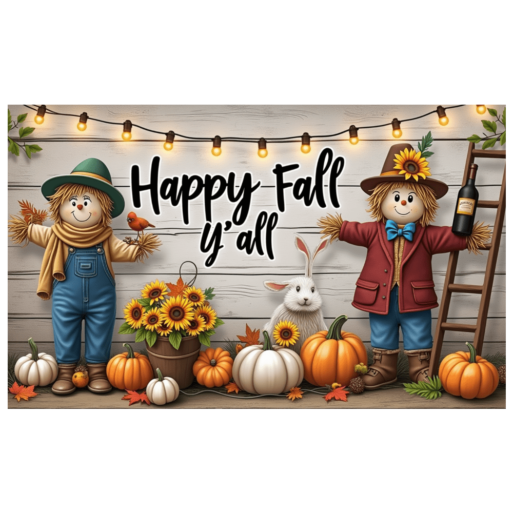 Decorative Design Happy Fall Y'all Banner Harvest Theme Autumn ...