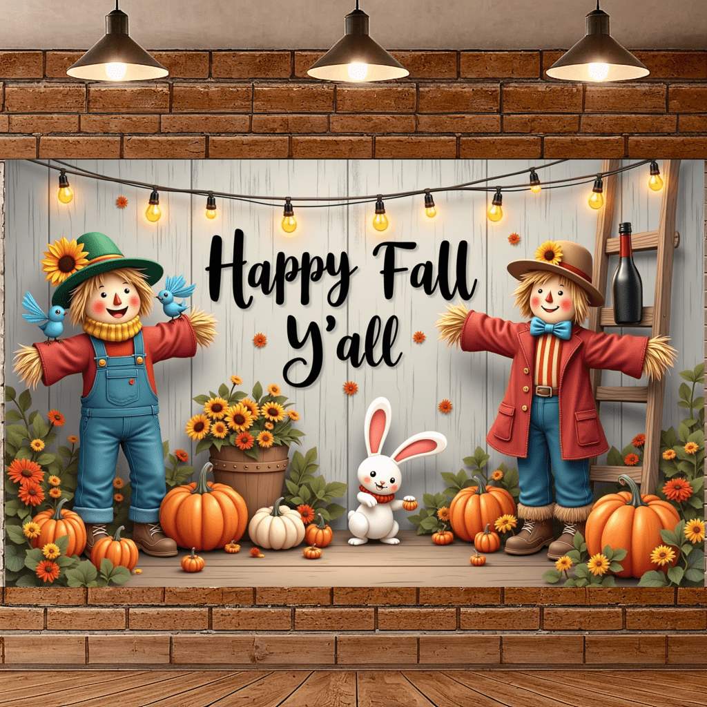Decorative Design Happy Fall Y'all Banner Harvest Theme Autumn ...