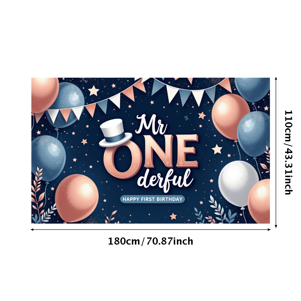 Decorative Design Happy First Birthday Banner Colorful Balloon Mr ...