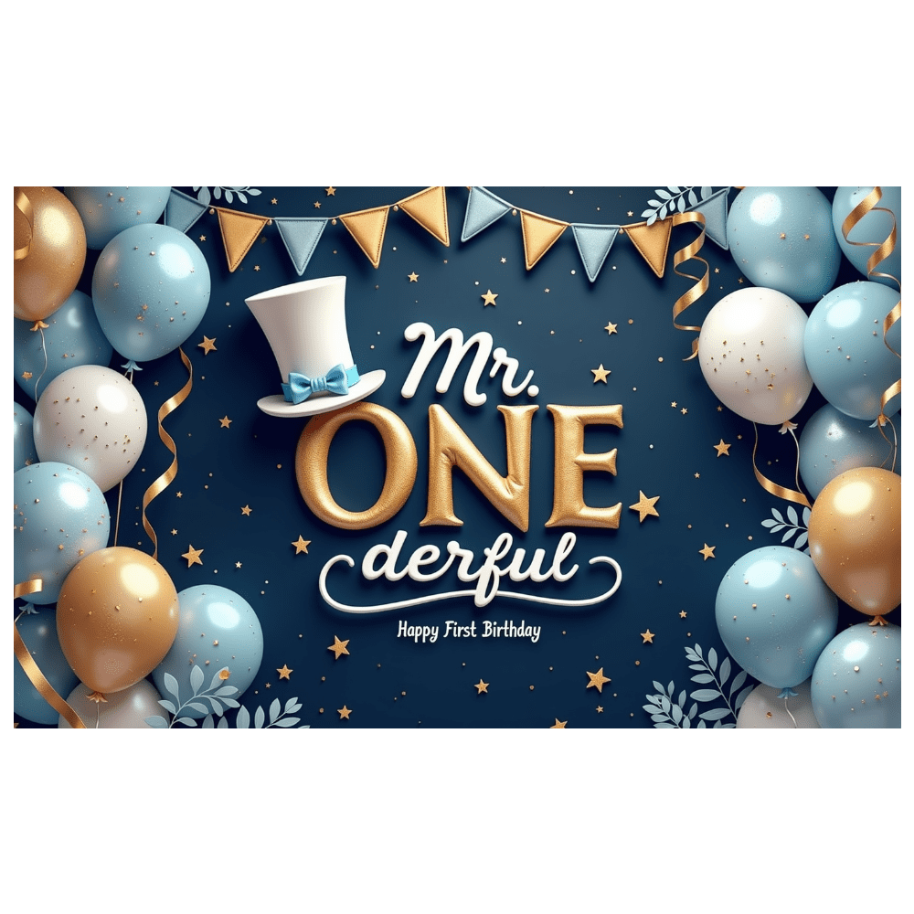 Decorative Design Happy First Birthday Banner Colorful Balloon Mr ...
