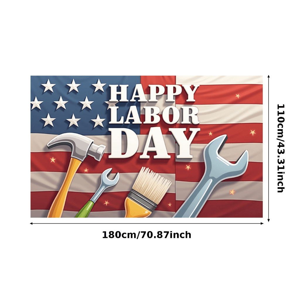 Decorative Design Happy Labor Day Banner American Flag Elements ...