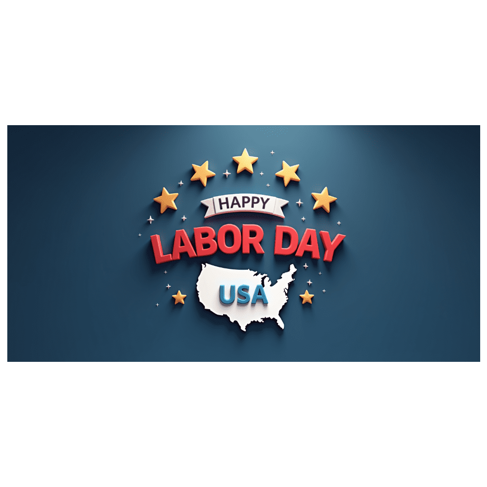 Decorative Design Happy Labor Day Party Banner USA Map Star Elements ...