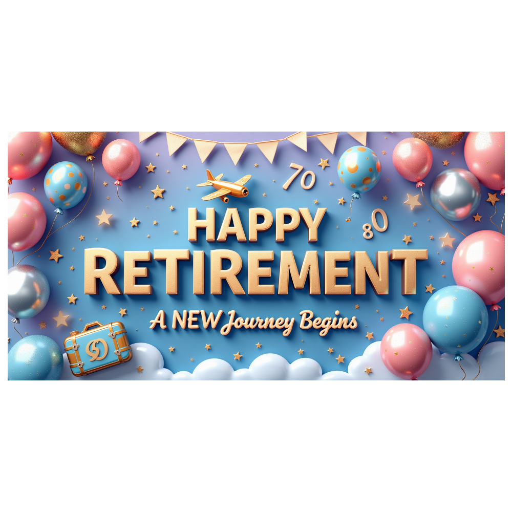 Decorative Design Happy Retirement Banner Colorful Balloons Celebration ...