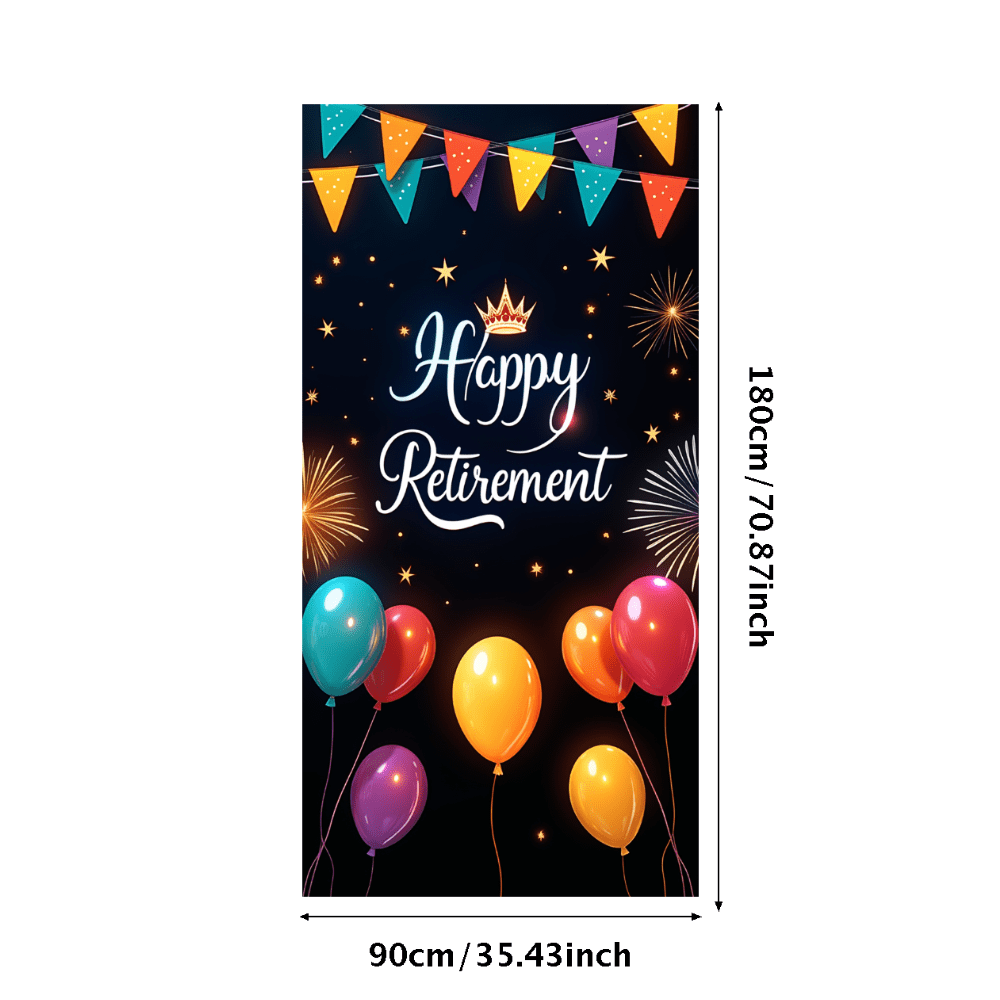 Decorative Design Happy Retirement Banner Colorful Balloons Party ...