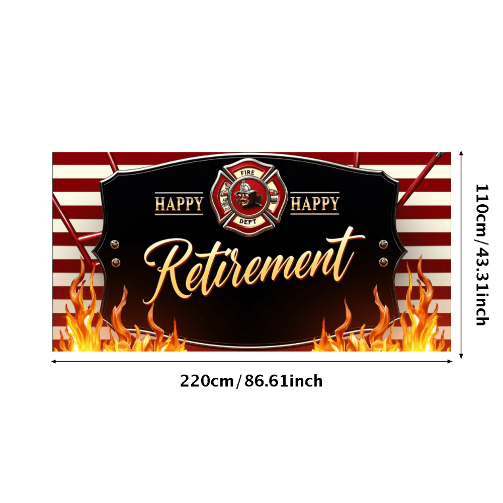 Decorative Design Happy Retirement Banner Firefighter Theme Red White ...