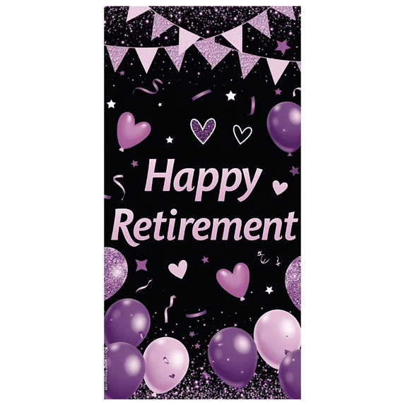Decorative Design Happy Retirement Banner Glitter Balloons Star ...