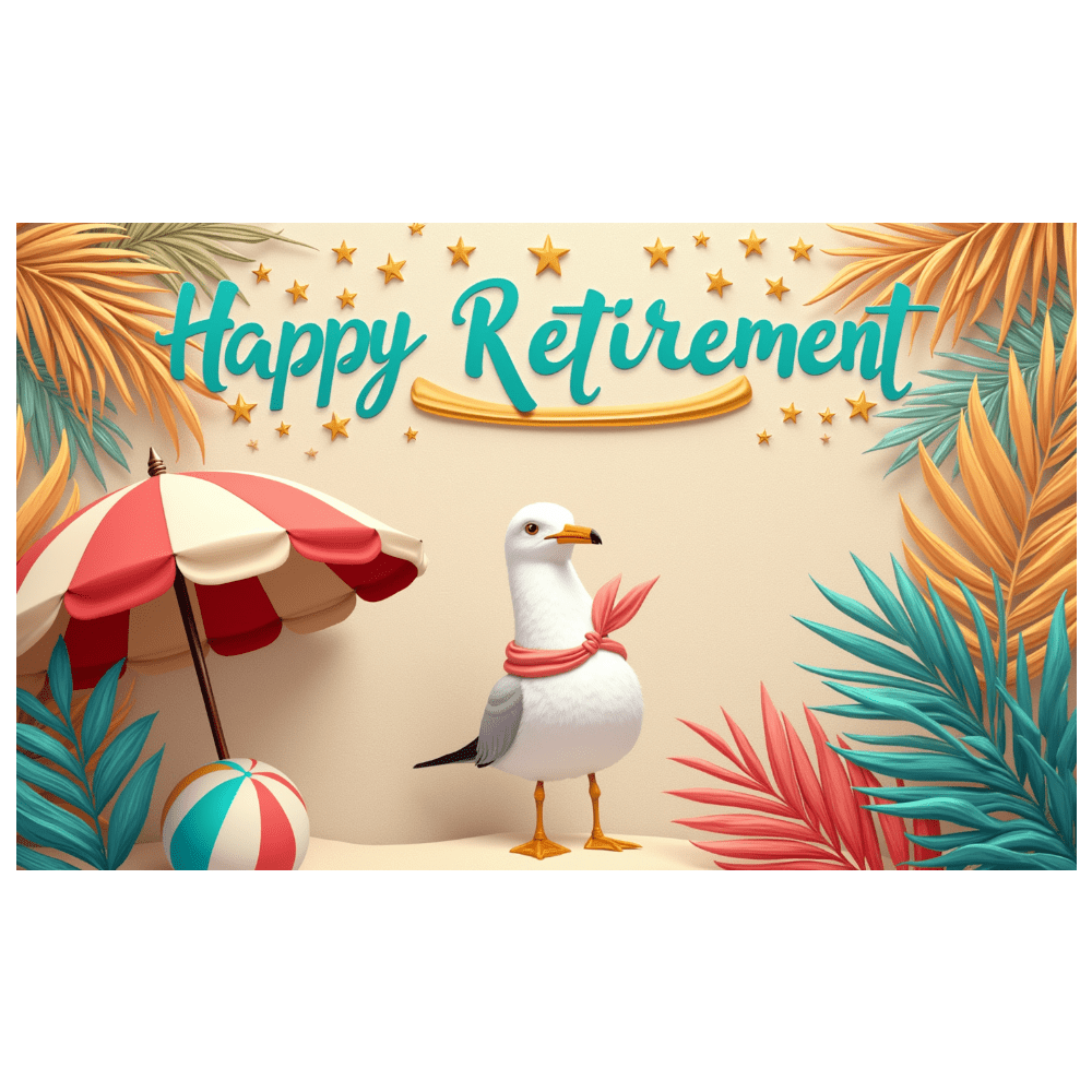Decorative Design Happy Retirement Seaside Theme Polyester Material ...