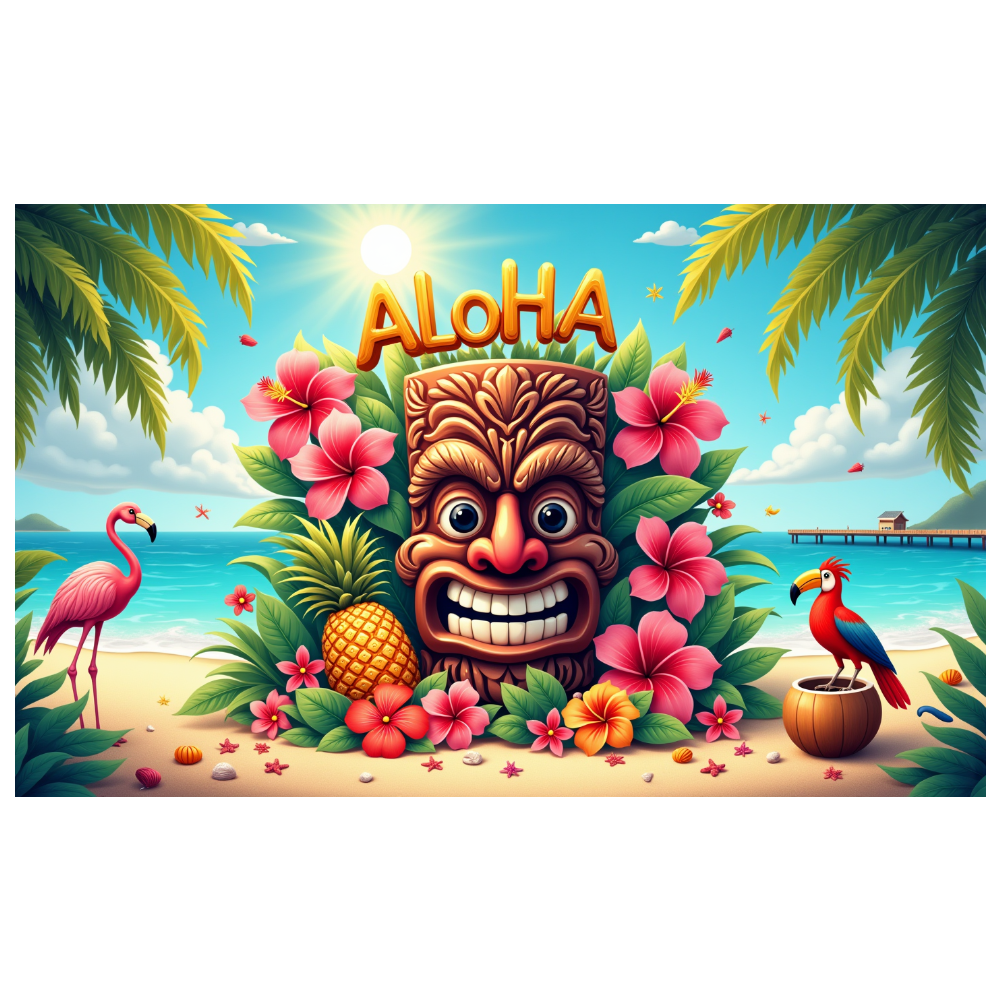 Decorative Design Hawaiian Banner Tropical Decoration Polynesian Tiki ...