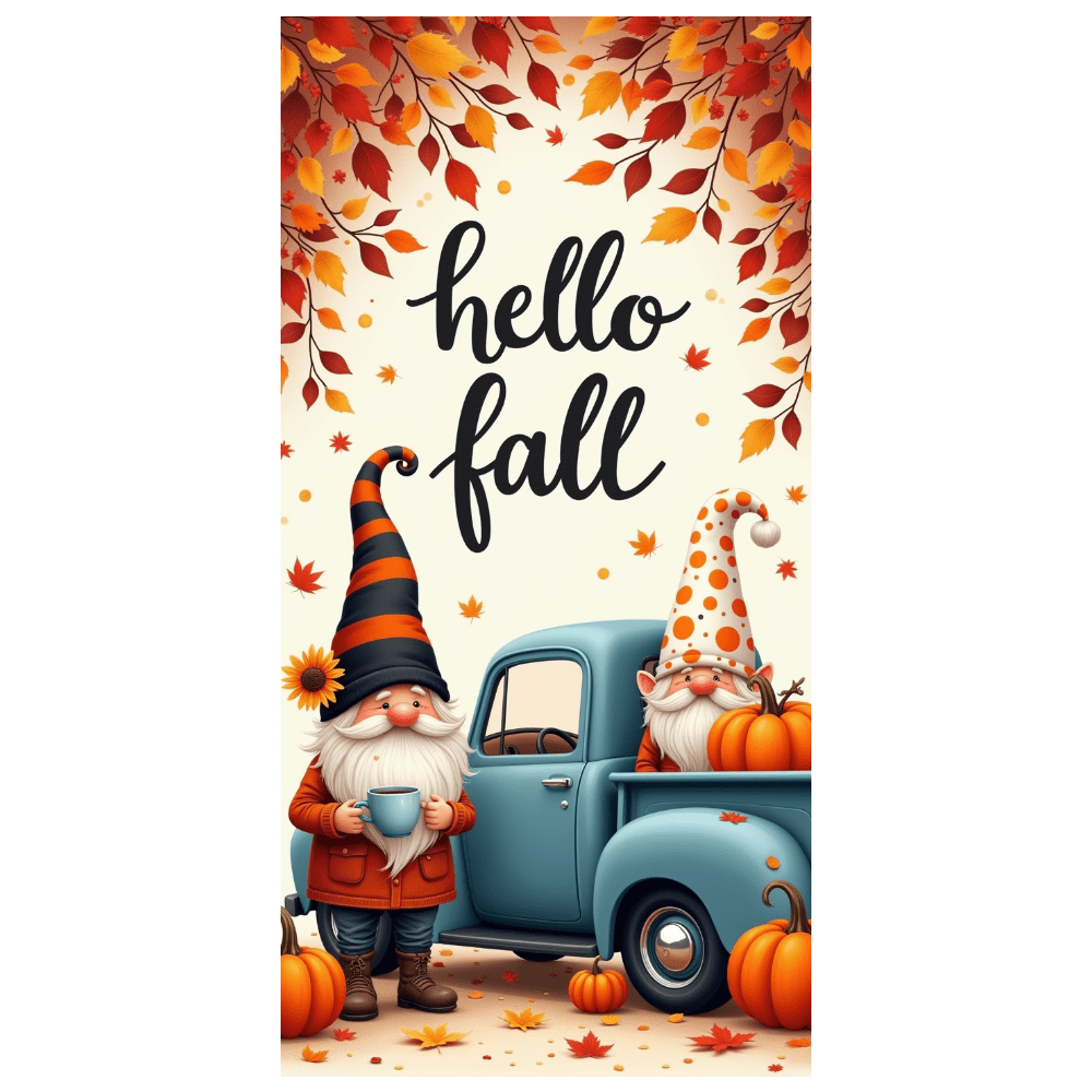 Decorative Design Hello Fall Banner Gnome Theme Pumpkin Decoration ...