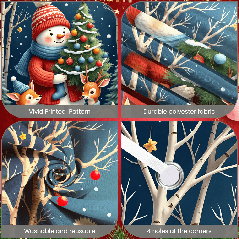 Decorative Design Merry Christmas Holiday Banner Snowy Trees Red ...