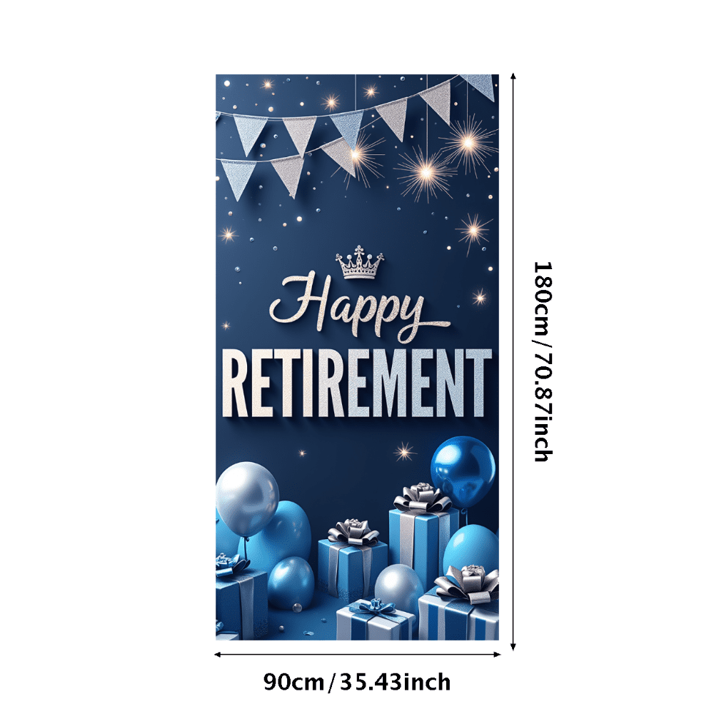 Decorative Design Retirement Banner Blue Balloon Happy Event Crown for ...