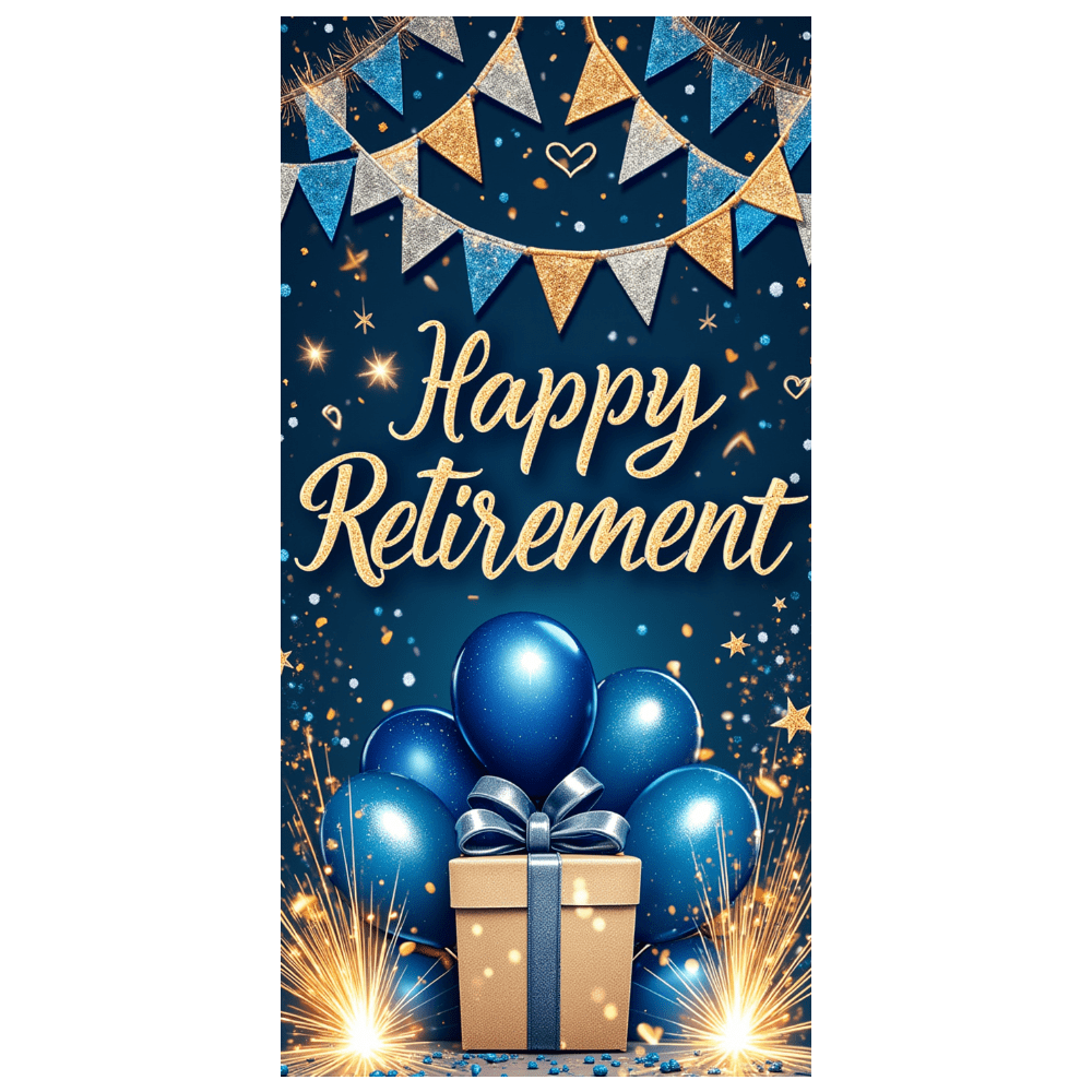 Decorative Design Retirement Banner Celebration Theme Gold Stars Party ...