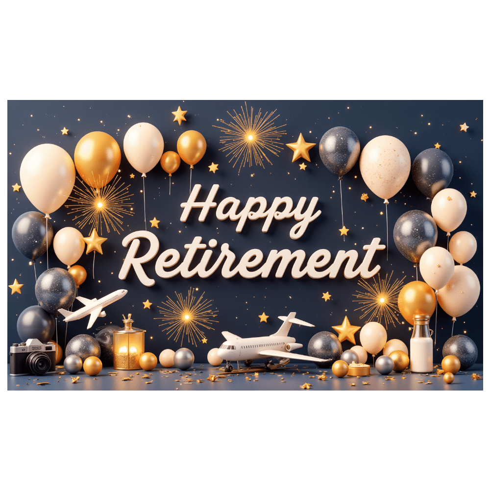 Decorative Design Retirement Celebration Banner Colorful Theme ...