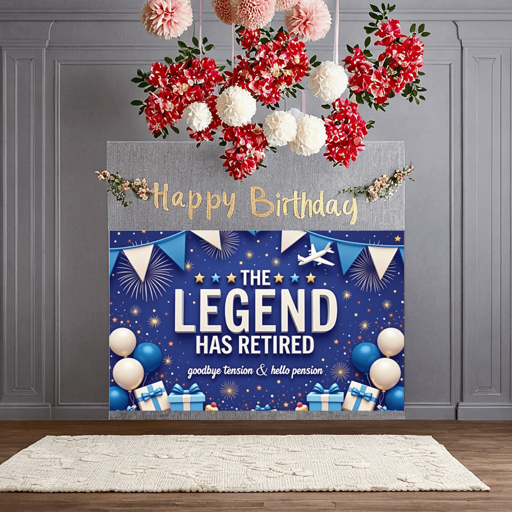 Decorative Design Retirement Party Banner Airplane Travel Themed ...