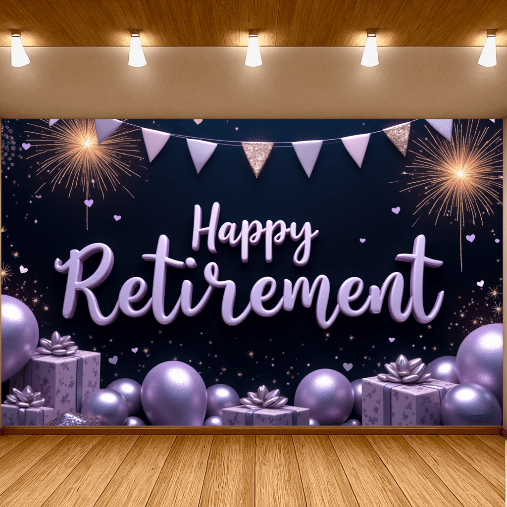 Decorative Design Retirement Party Banner Pink Balloon Celebration ...
