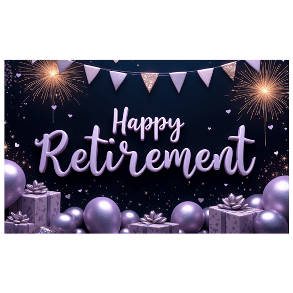 Decorative Design Retirement Party Banner Pink Balloon Celebration ...