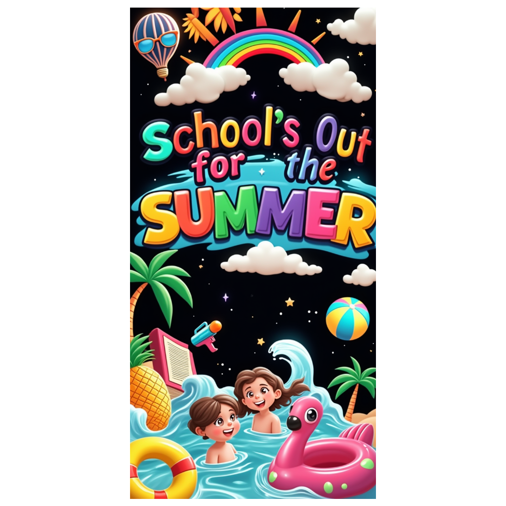 Decorative Design School's Out Summer Banner Colorful Theme Vacation ...